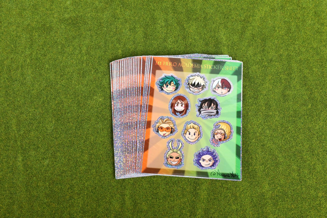 Glitter Holographic Mha Sticker Sheet BNHA Cast 185mm*140mm Sheet Anime ...