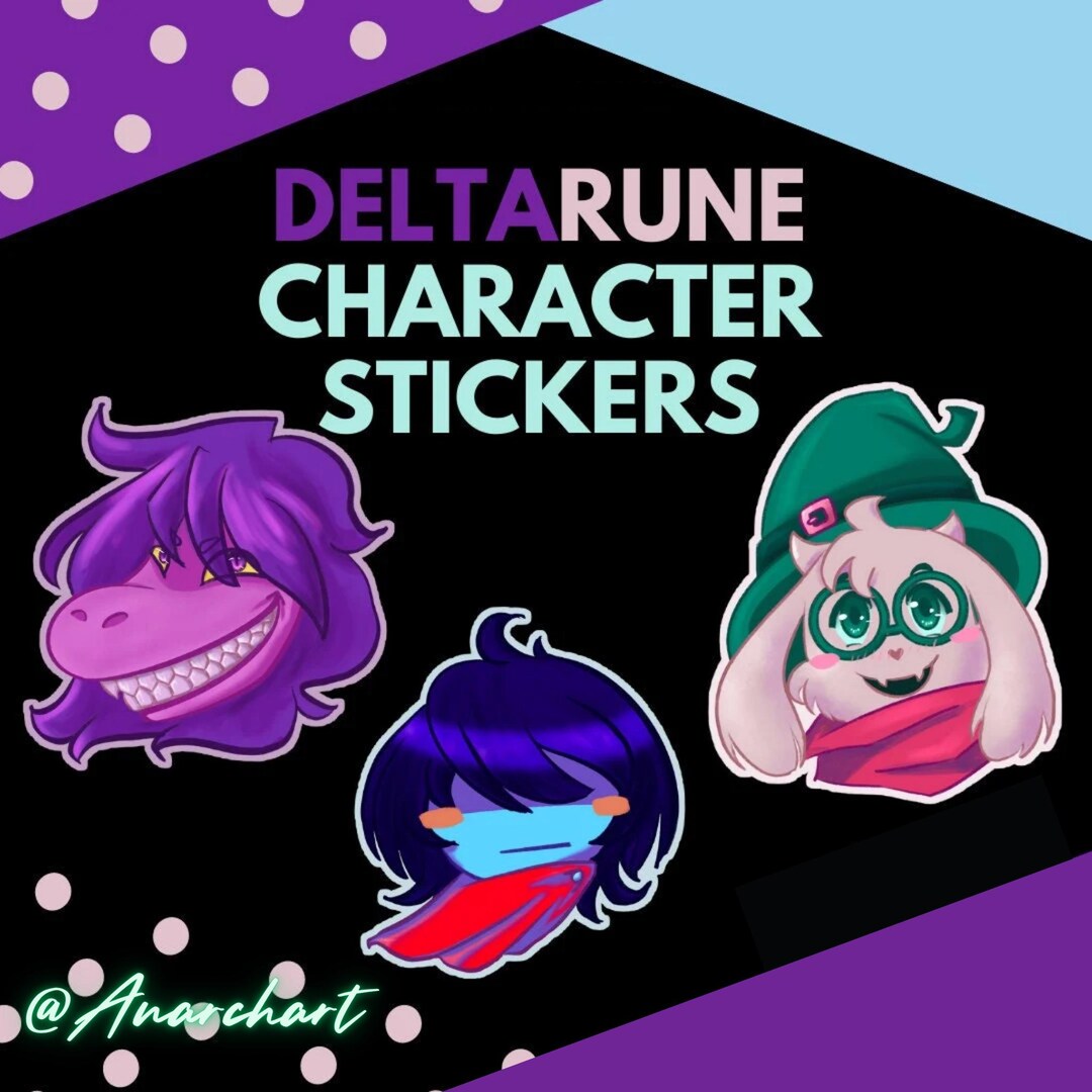 Deltarune Sticker Susie, Ralsei, and Kris Sparkly Sticker Decal - Fast ...
