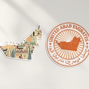 2 X 10cm United Arab Emirates Vinyl Stickers - UAE Map Flag Holiday ...