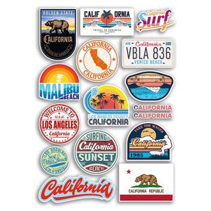 A4 Sticker Sheet California Landmarks Vinyl Stickers - Los Angeles ...