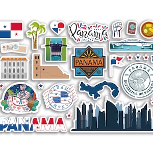 A5 Sticker Sheet Panama Landmarks Vinyl Stickers City Canal Beach ...