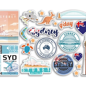 A5 Sticker Sheet Sydney Landmarks Vinyl Stickers Australia City Map ...