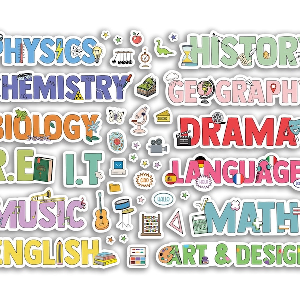Subjects Labels for School - Etsy