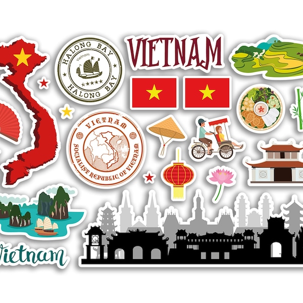 Vietnam Map Sticker - Etsy