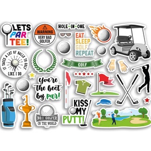 A5 Sticker Sheet Golf Vinyl Stickers Golfer Sport Funny Boys Men ...