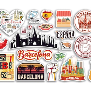 A5 Sticker Sheet Barcelona Landmarks Vinyl Stickers - Spain City Map ...