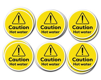 Caution Hot Water Sign Adhesive Sticker Warning Sign, Sticker, Silver ...
