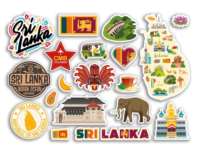 A5 Sticker Sheet Sri Lanka Landmarks Vinyl Stickers - Country City Map ...
