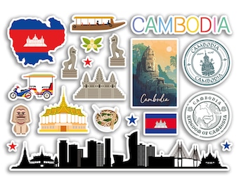 A5 Sticker Sheet Thailand Landmarks Vinyl Stickers - Country Asia Map ...