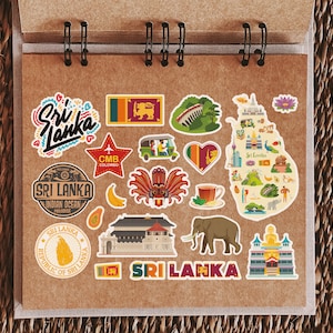 A5 Sticker Sheet Sri Lanka Landmarks Vinyl Stickers - Country City Map ...