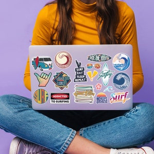 A4 Sticker Sheet Surfing Vinyl Stickers - Waves Surf Surfer Good Vibes ...