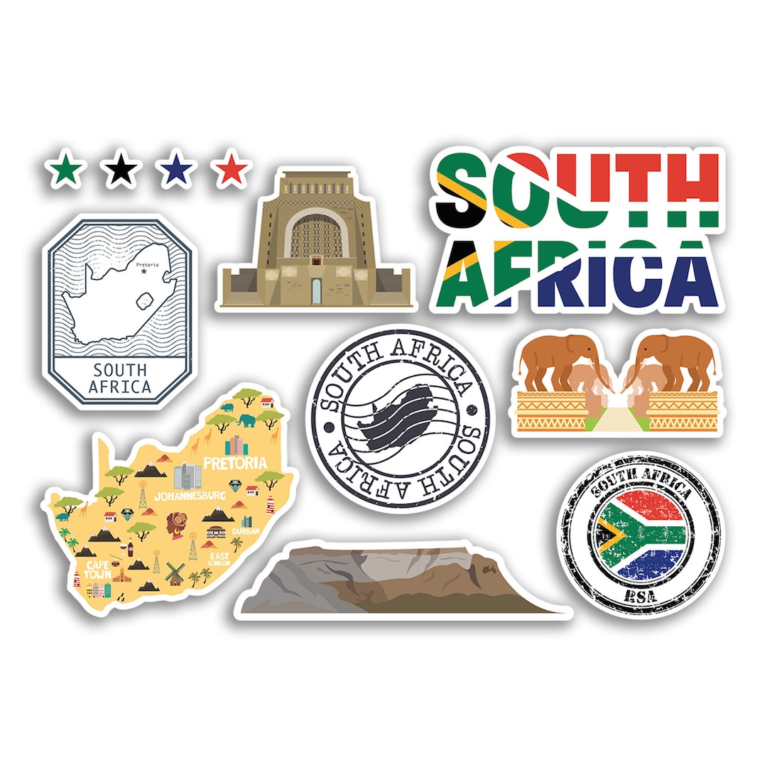 A5 Sticker Sheet South Africa Landmarks Vinyl Stickers - Map Airport ...