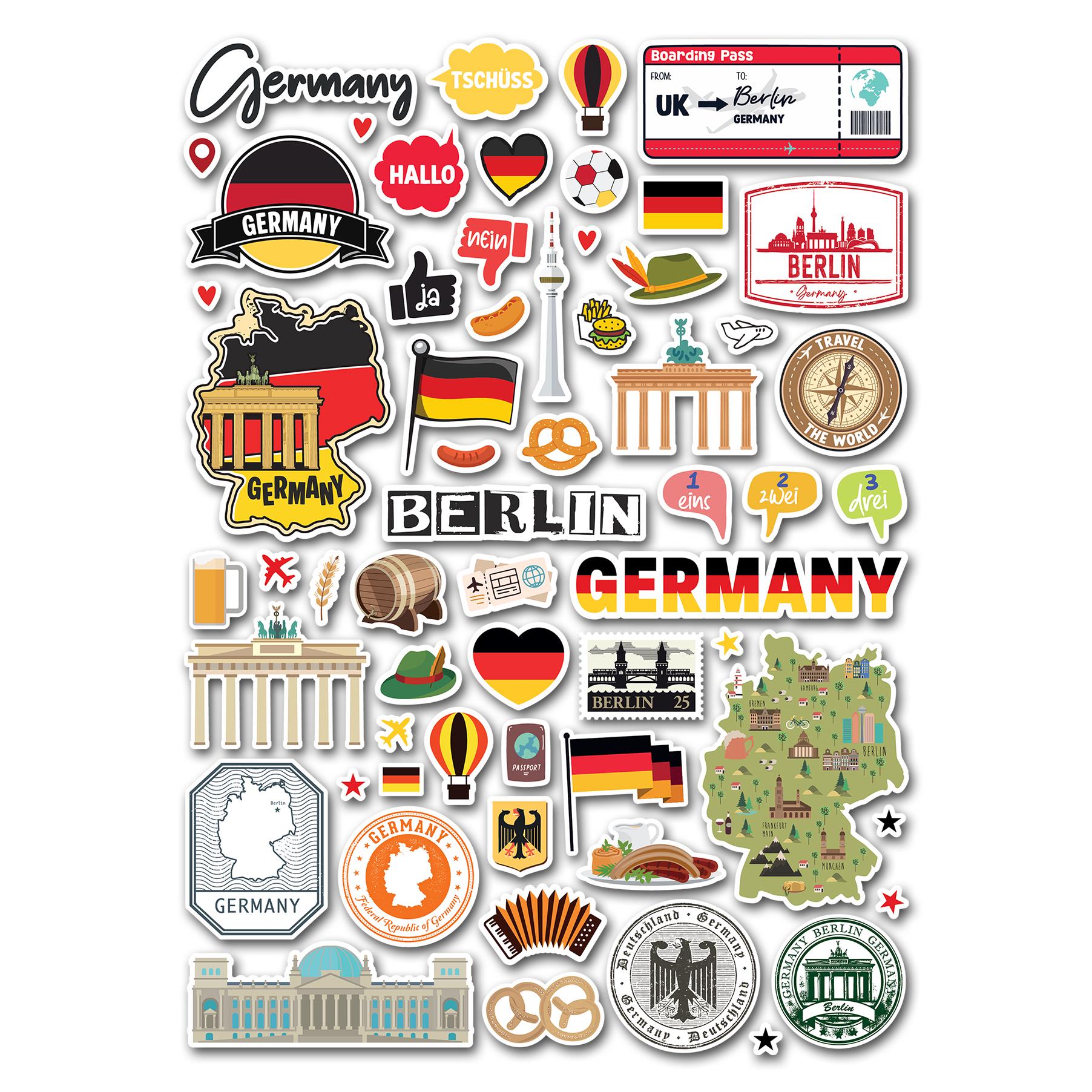 A4 Sticker Sheet Germany Landmarks Vinyl Stickers - German Berlin City ...
