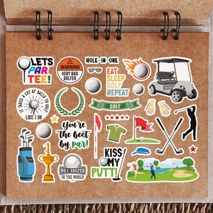 A5 Sticker Sheet Golf Vinyl Stickers Golfer Sport Funny Boys Men ...