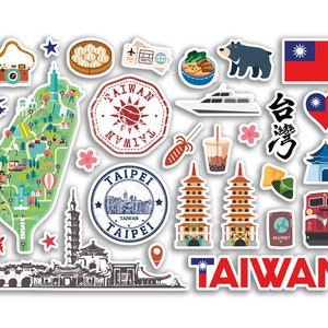 A5 Sticker Sheet Taiwan Landmarks Vinyl Stickers - Taipei Country Asia ...