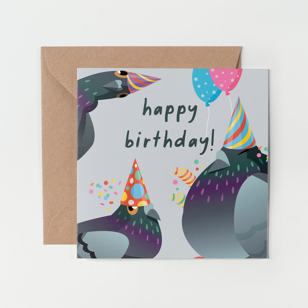 1 X Greeting Card - Happy Birthday Pigeon Animal Birds Pets Funny Joke ...