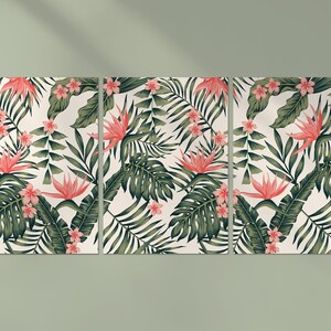 3 X Palm Leaves Posters Tropical Pattern Trio of Prints Portrait Poster ...
