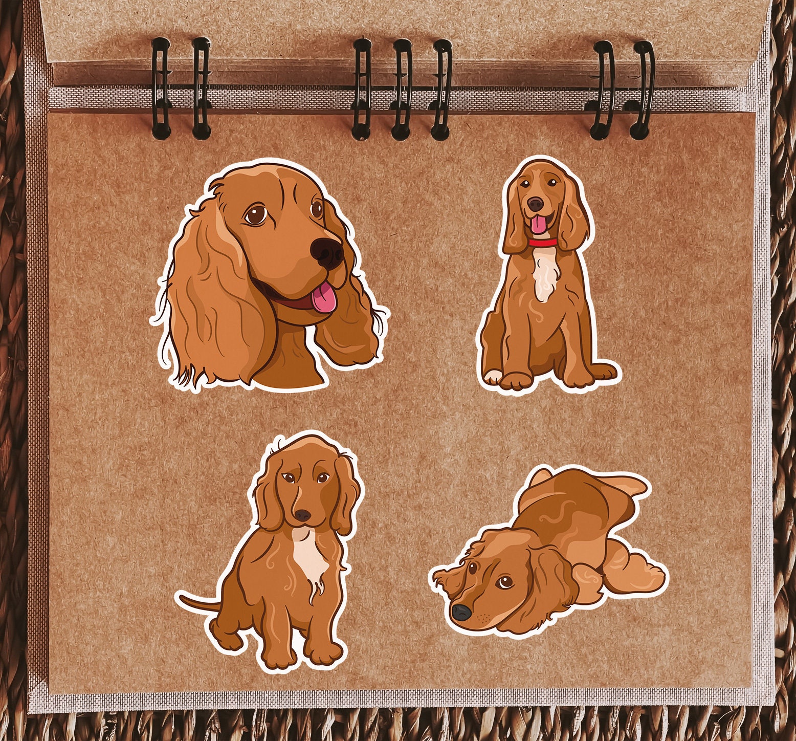 4 X 10cm Cocker Spaniel Dog Vinyl Stickers - Ginger English Dogs Puppy ...