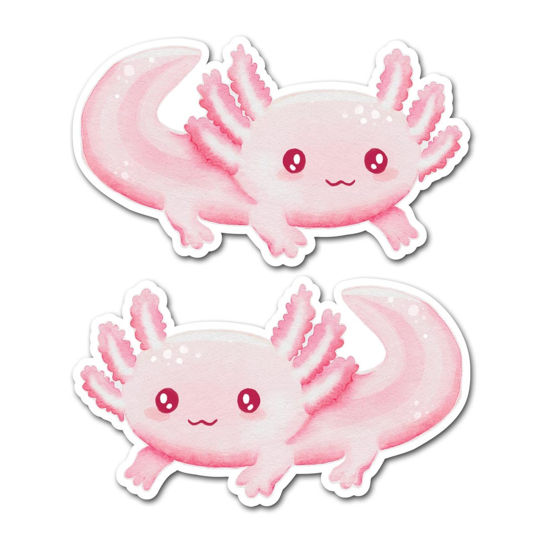 2 X 10cm Axolotl Vinyl Stickers - Amphibian Kawaii Watercolour Style ...