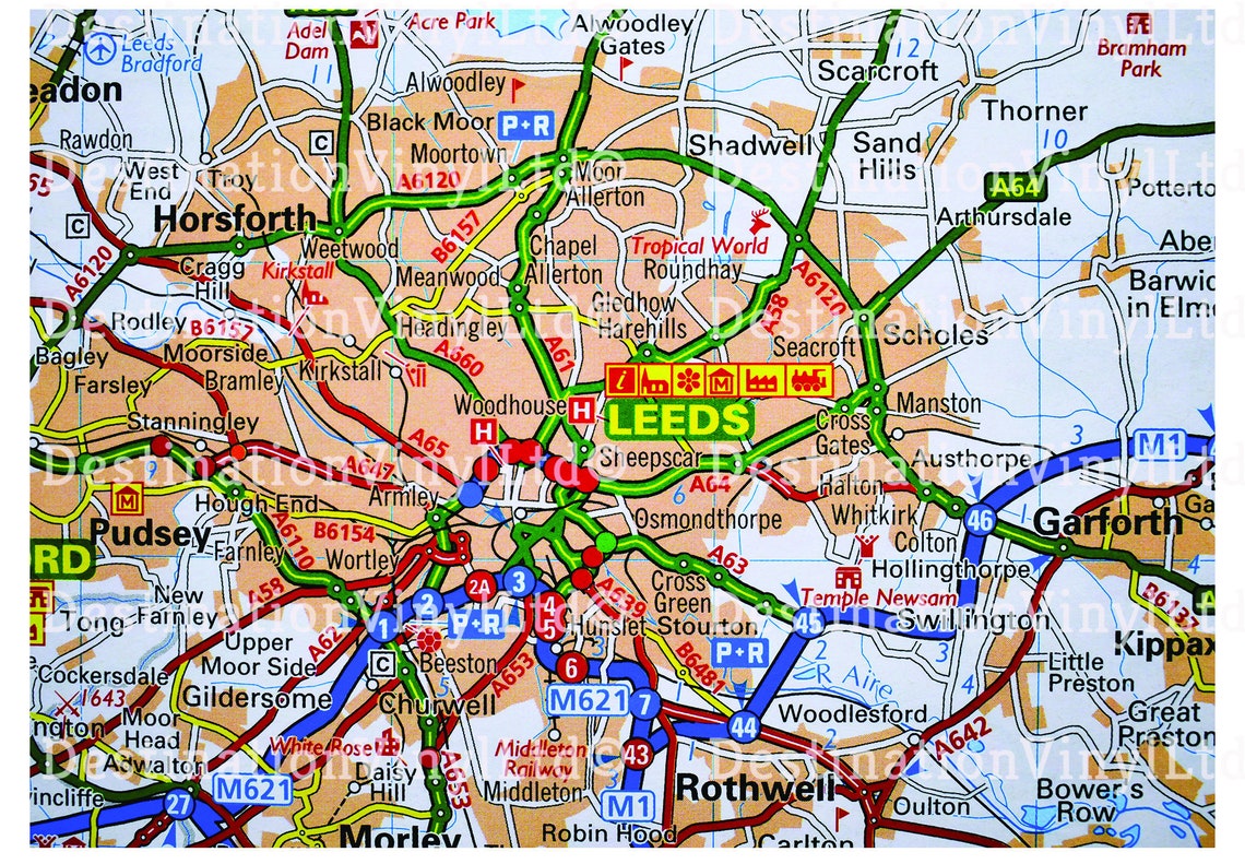 Leeds City Centre Road Map - Digital Download - Etsy UK