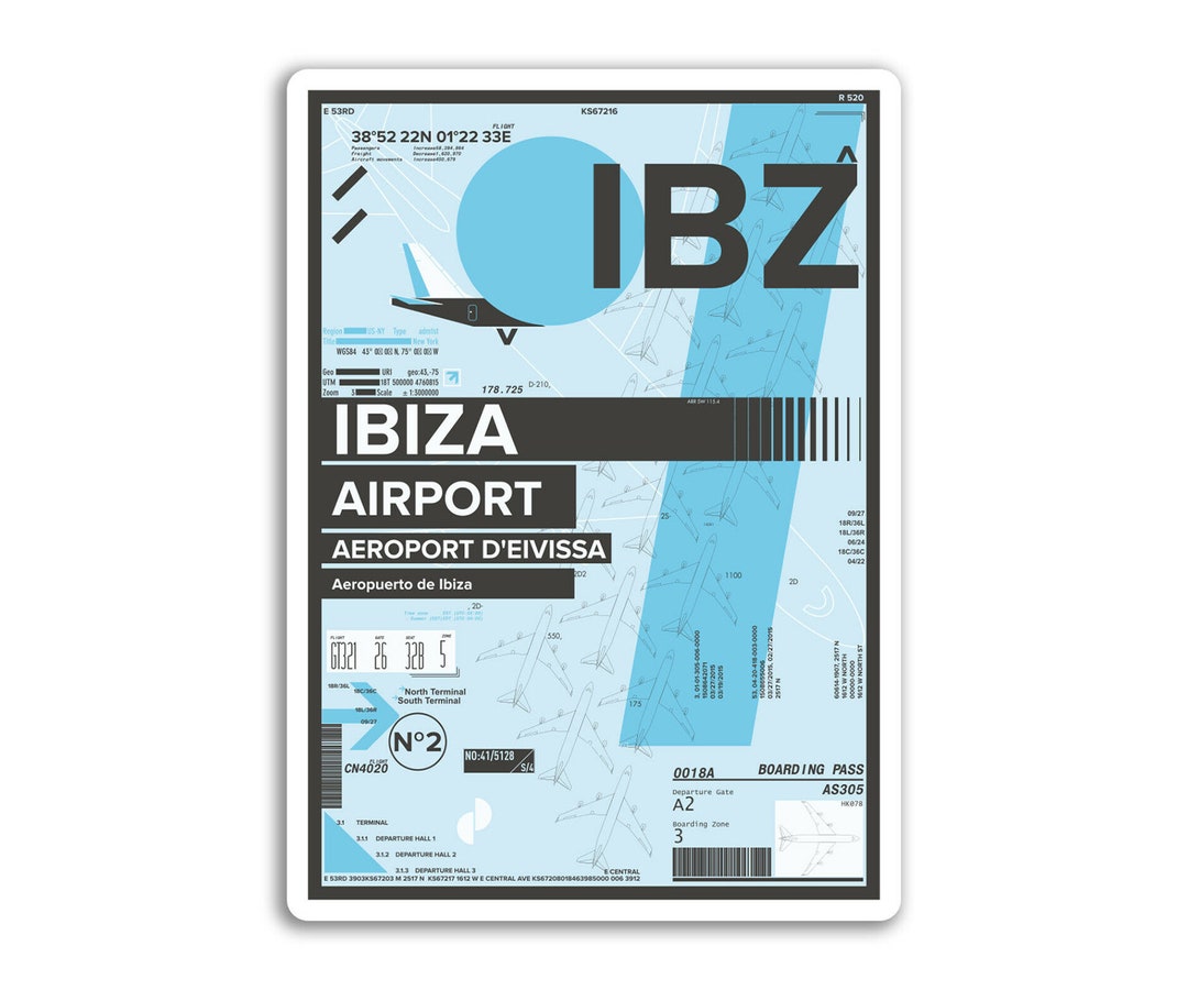 2 X 10cm Ibiza Vinyl Stickers Spain Spanish Party IBZ Airport Tourism ...