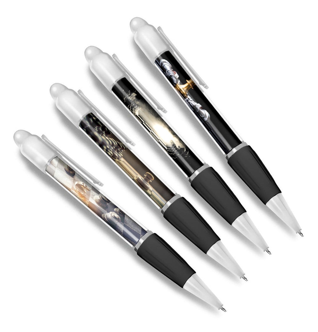 Set of 4 Chess White Ballpoint Pens - Pieces Player Board Game Strategy ...