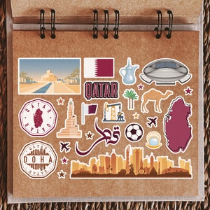 A5 Sticker Sheet Qatar Landmarks Vinyl Stickers - Country Beach Airport ...