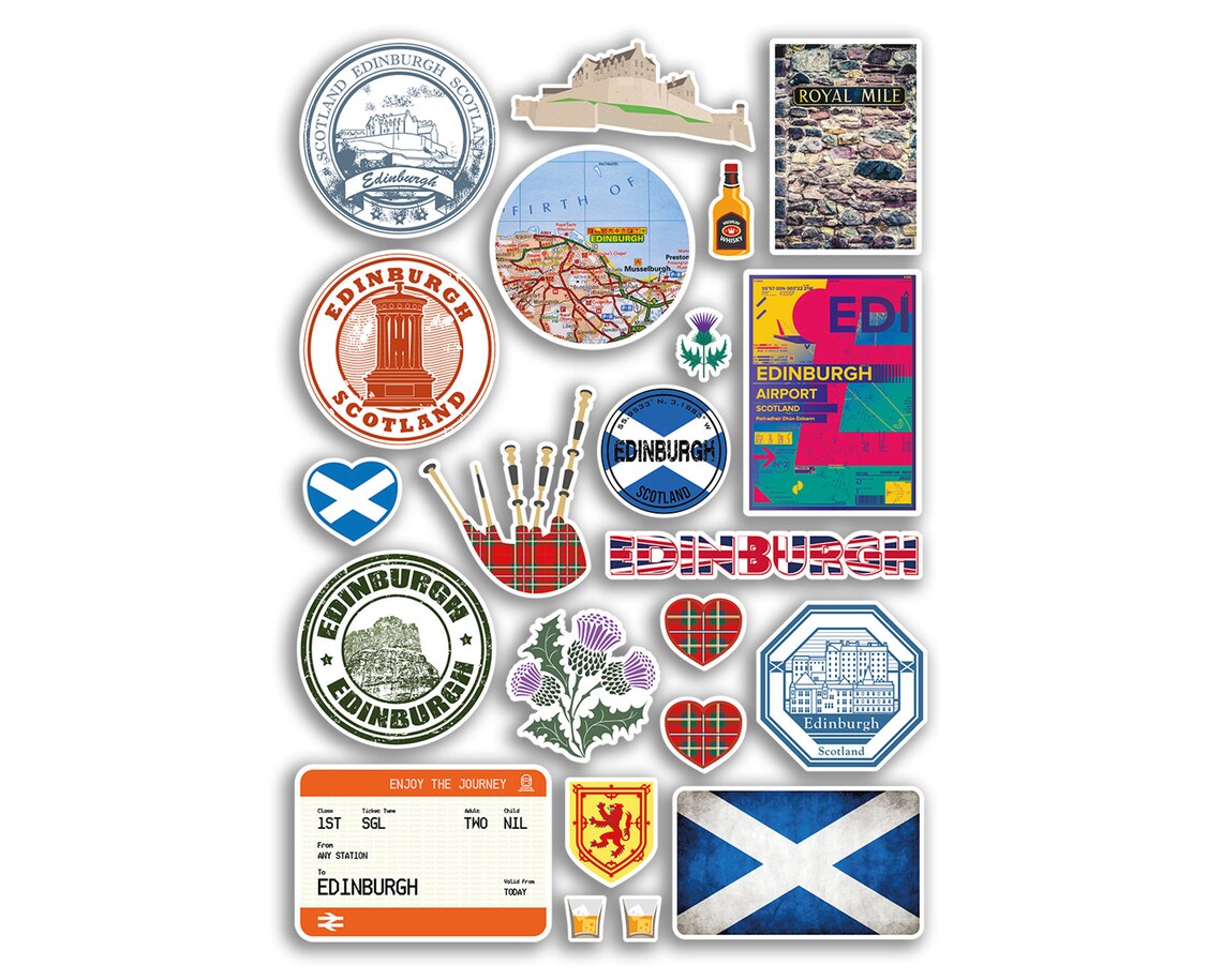 A4 Sticker Sheet Edinburgh Landmarks Vinyl Stickers - Scotland City ...