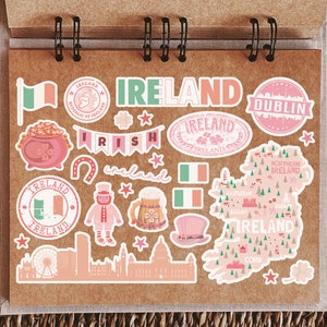A5 Sticker Sheet Ireland Pink Landmarks Vinyl Stickers Irish - Etsy