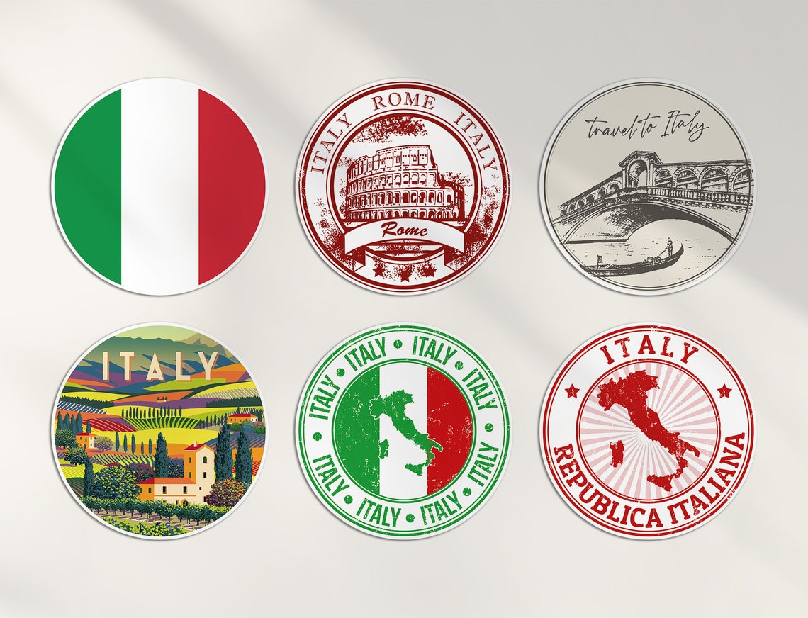 6 X 10cm Italy Vinyl Stickers - Italian Rome Country City Travel Map ...