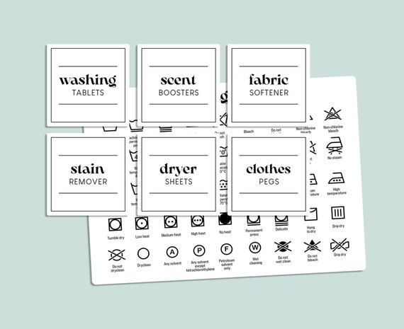 7 Modern Laundry Labels Vinyl Stickers 6 Labels & 1 Washing | Etsy