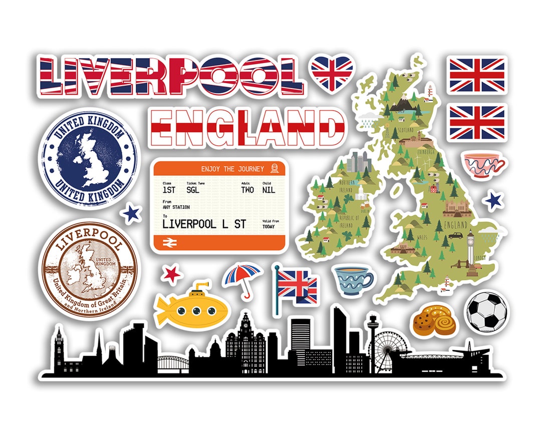 A5 Sticker Sheet Liverpool Landmarks Vinyl Stickers Rustic Stamps ...