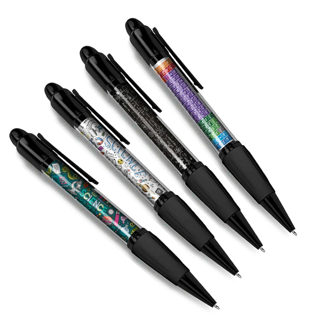 Set of 4 Science Black Ballpoint Pens - Periodic Table Chemistry ...