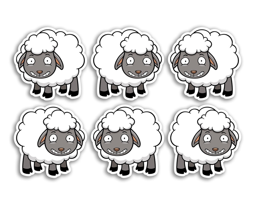 6 X 5cm Sheep Vinyl Stickers - Farm Animal Lamb Cartoon Travel Luggage ...