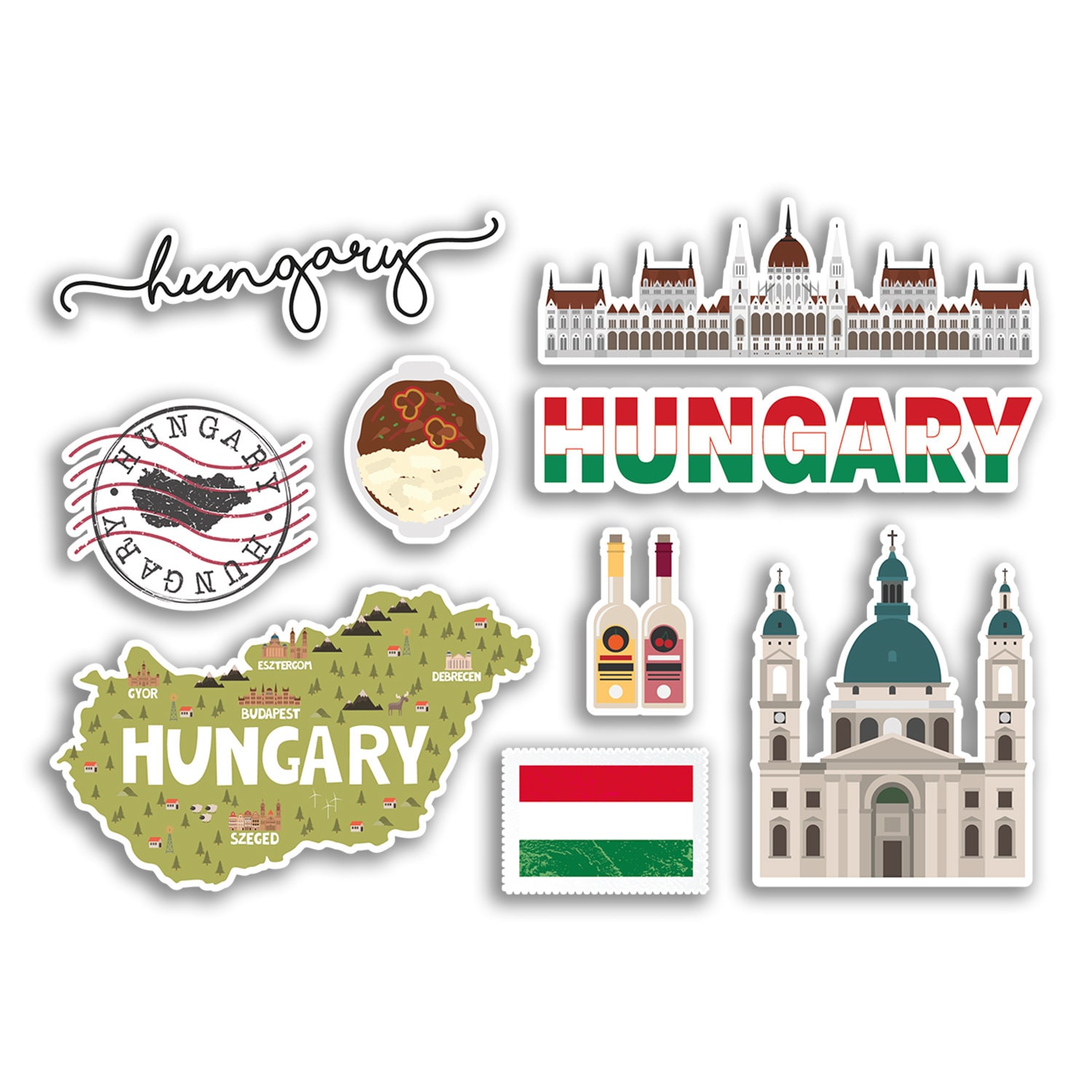 A5 Sticker Sheet Hungary Landmarks Vinyl Stickers Hungarian - Etsy