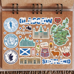 A5 Sticker Sheet Glasgow Landmarks Vinyl Stickers - Scottish Scotland ...