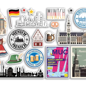 A5 Sticker Sheet Munich Landmarks Vinyl Stickers Germany Beach Airport ...