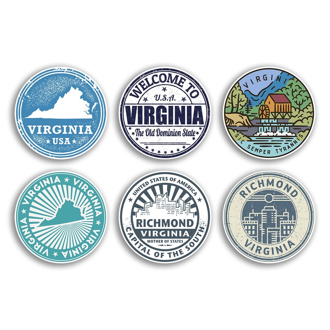 6 X 10cm Virginia Vinyl Stickers Richmond US USA State America Travel ...