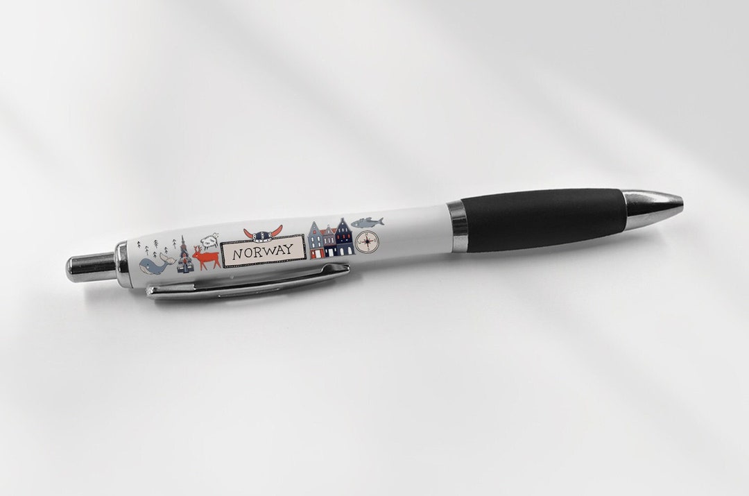 1 X Norway Black Pen Norwegian City Landmarks Travel Holiday Stationary ...