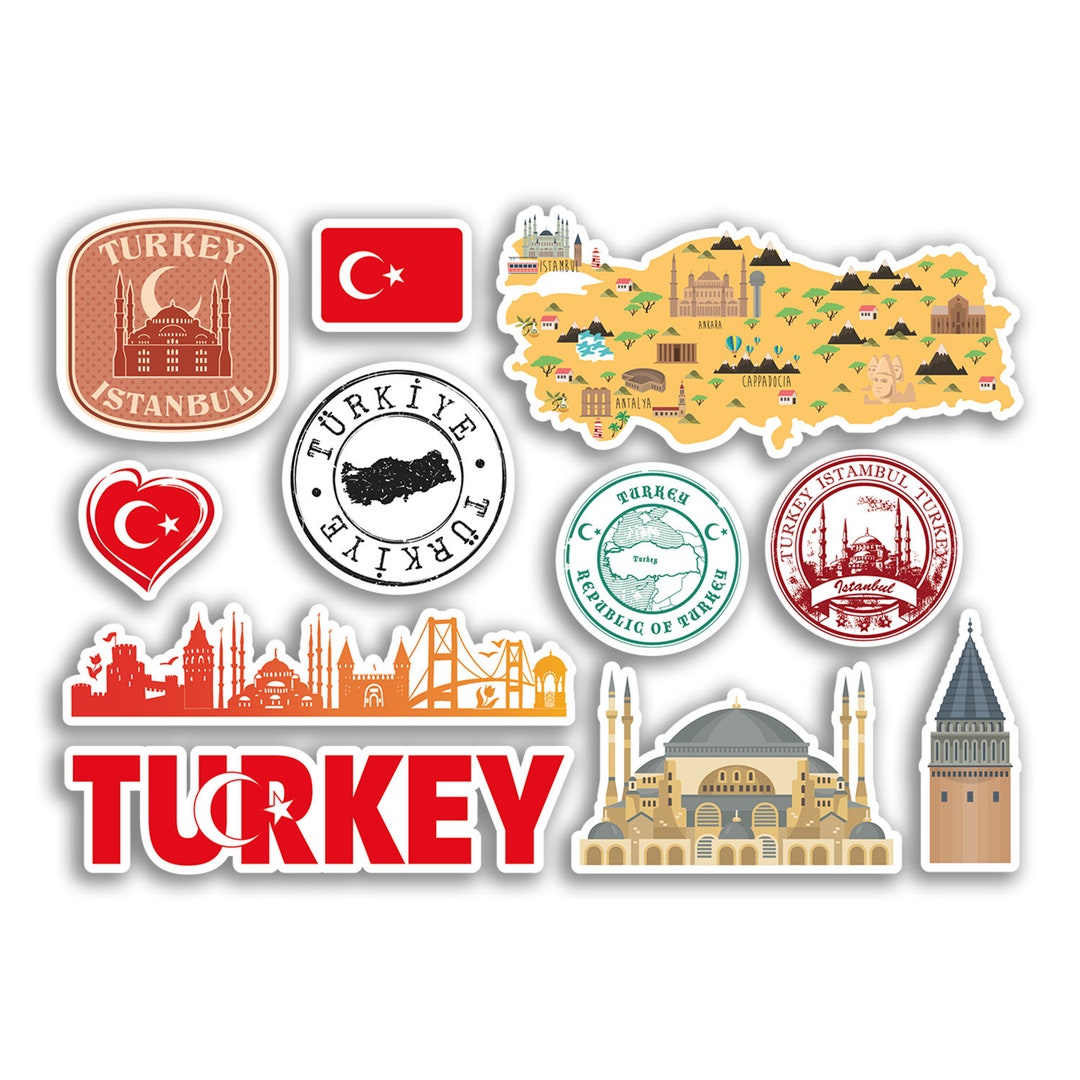A5 Sticker Sheet Turkey Landmarks Vinyl Stickers Turkish Map Airport ...