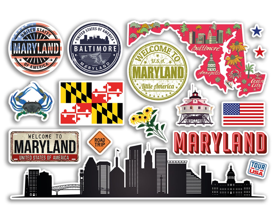 A5 Sticker Sheet Maryland Landmarks Vinyl Stickers USA America States ...
