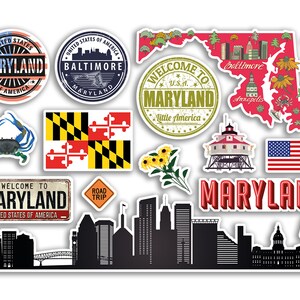 A5 Sticker Sheet Maryland Landmarks Vinyl Stickers USA America States ...