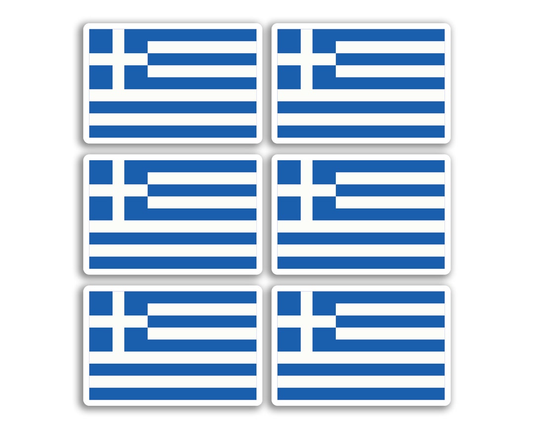 6 X 5cm Greece Vinyl Stickers Greek Flag Europe Holiday Travel Luggage ...