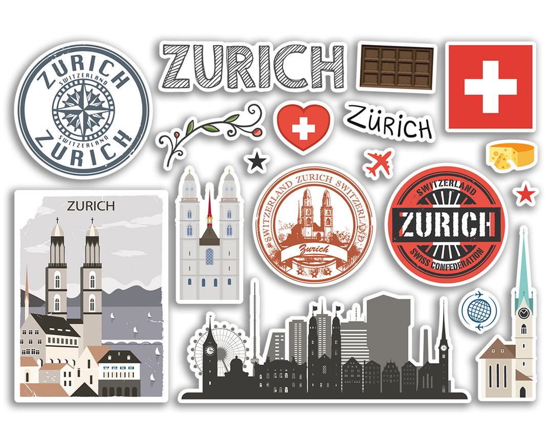 A5 Sticker Sheet Zurich Landmarks Vinyl Stickers Switzerland City ...