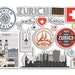 A5 Sticker Sheet Zurich Landmarks Vinyl Stickers Switzerland City ...