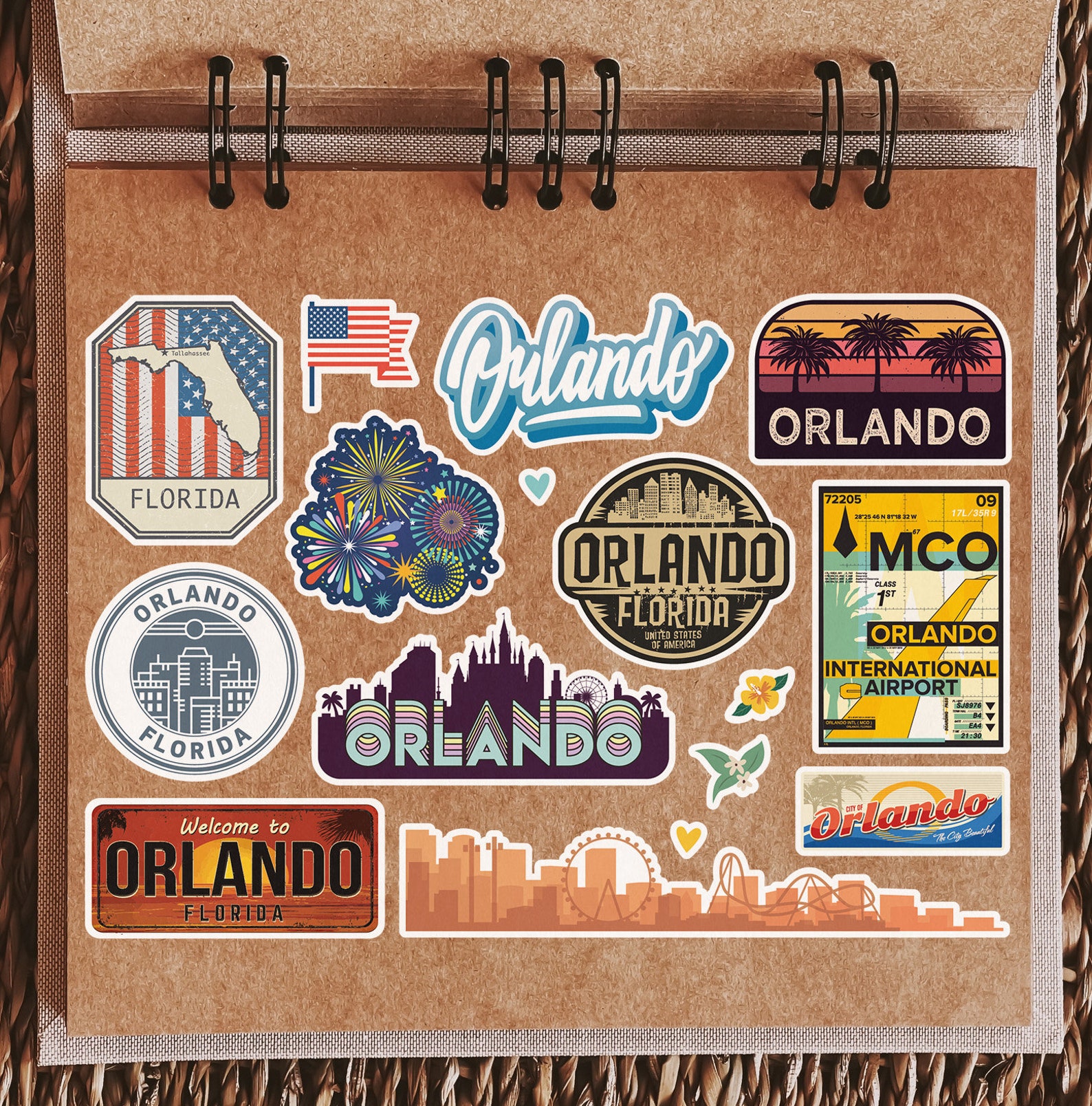 A5 Sticker Sheet Orlando Landmarks Vinyl Stickers Florida USA America ...