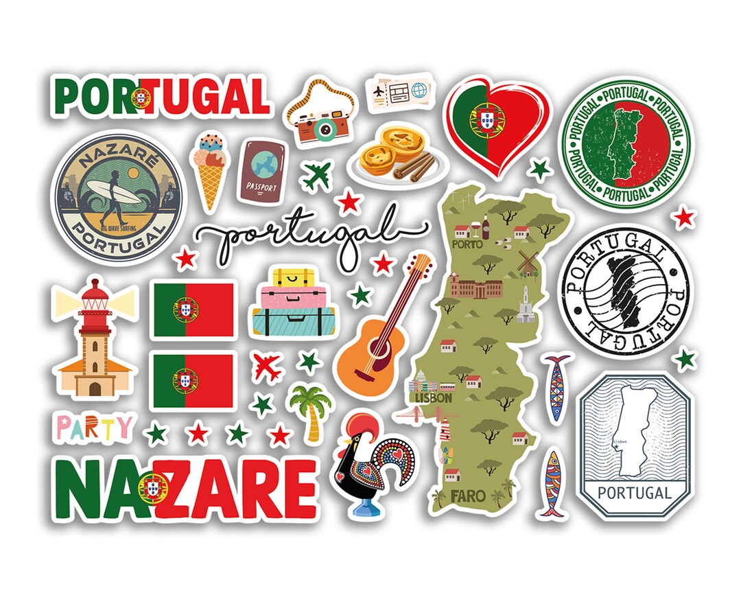 A5 Sticker Sheet Nazare Landmarks Vinyl Stickers Portugal Stamps ...