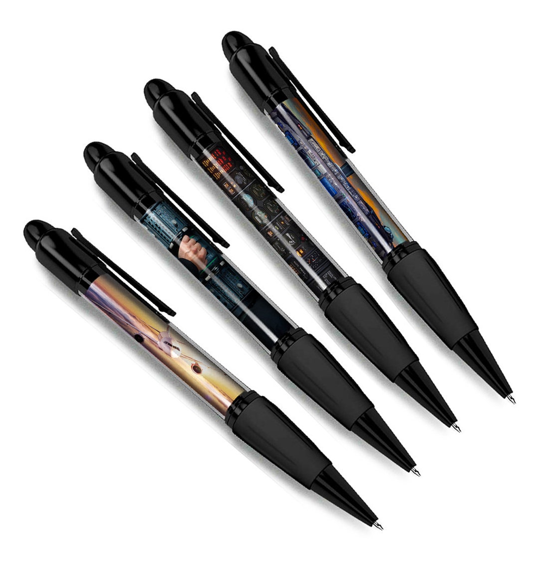 Set of 4 Cockpit Black Ballpoint Pens Deck Pilot Flight Flightdeck ...