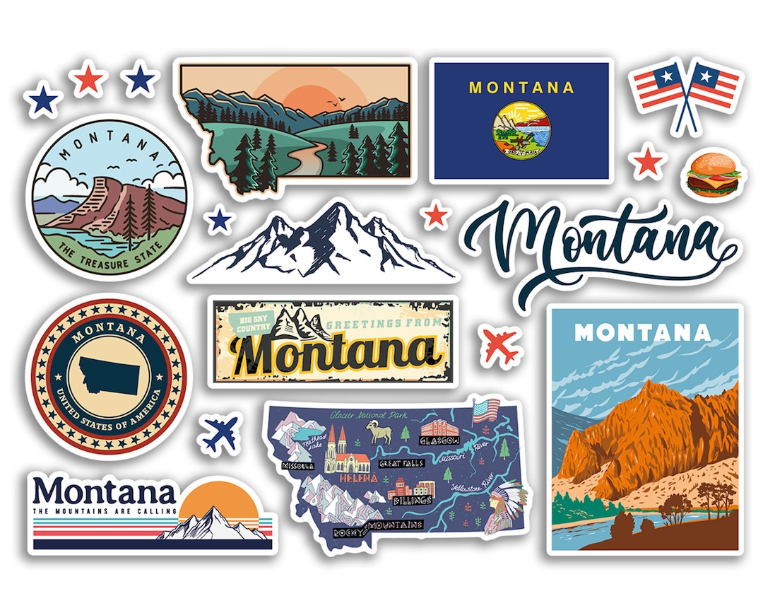 A5 Sticker Sheet Montana Landmarks Vinyl Stickers - USA America States ...
