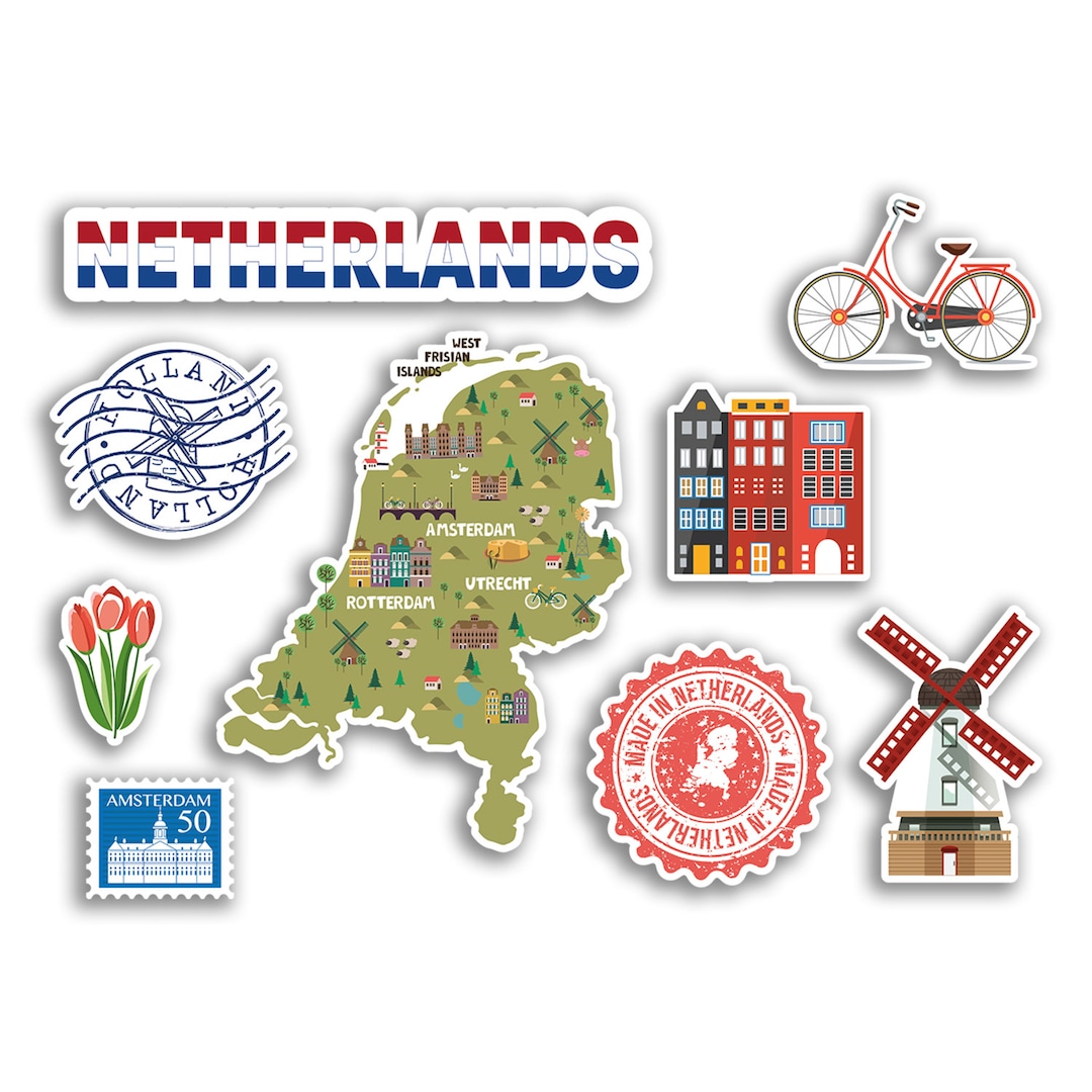 A5 Sticker Sheet Netherlands Landmarks Vinyl Stickers - Dutch Country ...